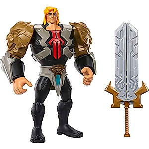 Masters of the Universe and He-Man Figure Deluxe Large He-Man with Sword, MOTU Collectible Toy with Attack Move and Accessories, Netflix Series