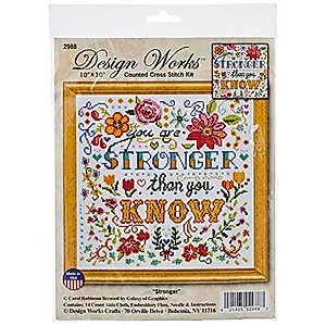 Design Works Crafts, 10" x 10" Counted Cross Stitch Kit, Stronger, White