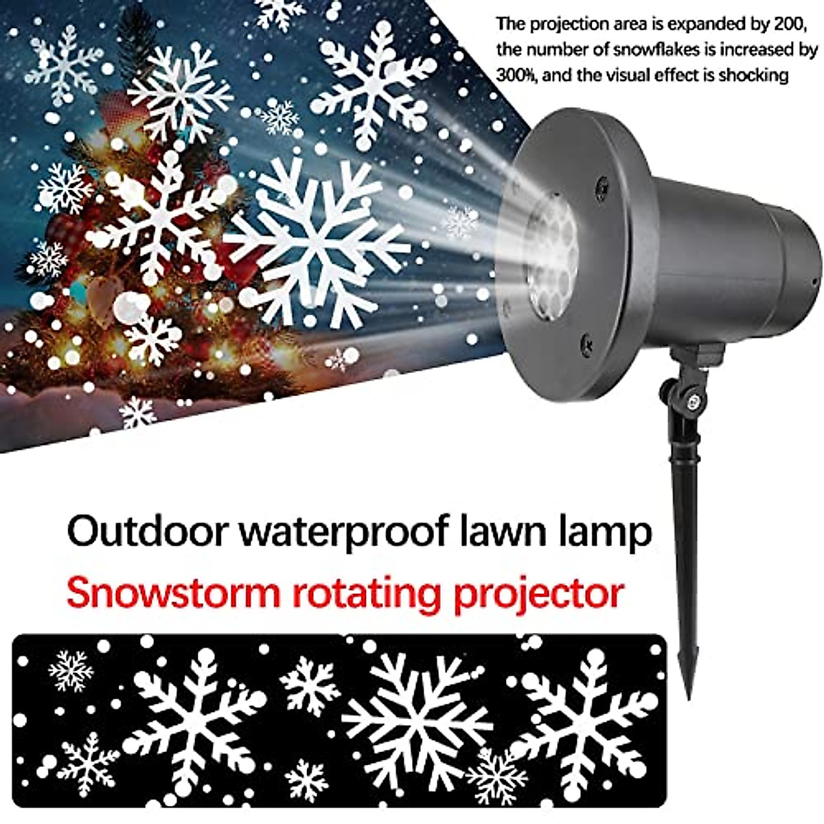 Kadlawus Christmas Projector Light Snow Projection Light LED Snow Show Projector Outdoor, Snowfall Show Lights Waterproof Christmas Decoration Lighting