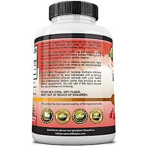 D-Mannose 1,300 mg with Cranberry Extract Fast-Acting, Flush Impurities, Natural Urinary Tract Health- 100 Veggie Capsules
