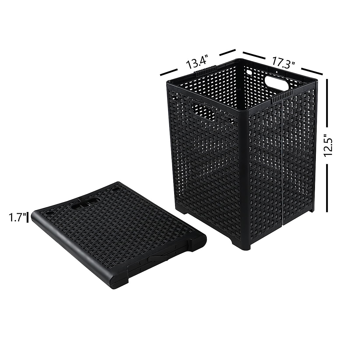 EudokkyNA 2-pack 42 Liters Collapsible Laundry Baskets, Plastic Foldable Hamper Baskets (Black)