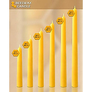 Hyoola 10" Beeswax Taper Candles - 10 Hour Burn Time - Yellow Beeswax Candles - 4 Pack