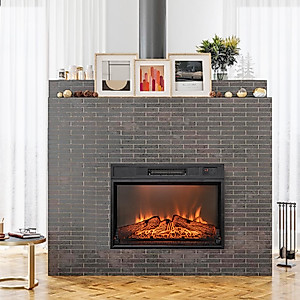 ORALNER Electric Fireplace Insert 23 Inch, Recessed Fireplace Heater w/ 3 LED Flame Effects, Remote Control & 6H Timer, Overheat Protection, Indoor Fireplace Insert for TV Stand, 1400W, Black