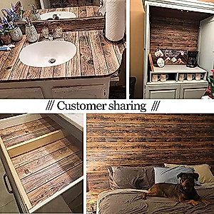 Distressed Wood Wallpaper Contact Paper 17.71In X 196In Self-Adhesive Vintage Wood Wallpaper Peel and Stick Reclaimed Wallpaper Vinyl Waterproof Removable Rustic Wood Wallpaper for Shelf