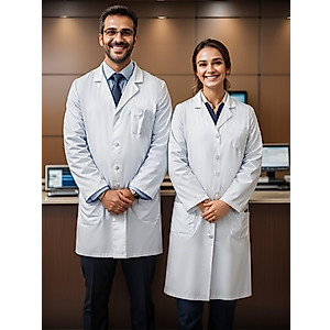 DR Uniforms Unisex Lab Coats - 100% Cotton - Sanforized to Prevent Shrinking- Laboratory Coat for Students and Professionals (XS)