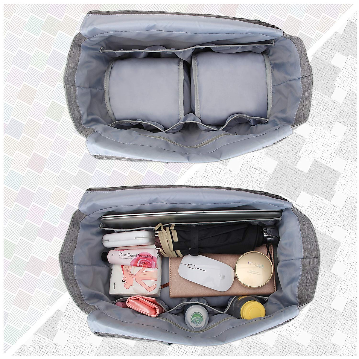 Luxja Breast Pump Tote with A Breastmilk Cooler Bag (Hold Four 5 Ounce Breastmilk Bottles) Bundle, Gray