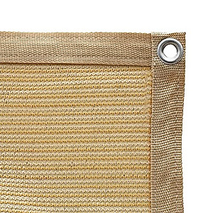 Shatex 90% Shade Fabric Sun Shade Cloth 12’ x 20’ Wheat Taped Edge with Grommets Sun-Block Mesh Shade for Pergola Cover Canopy,12 Bungee Balls