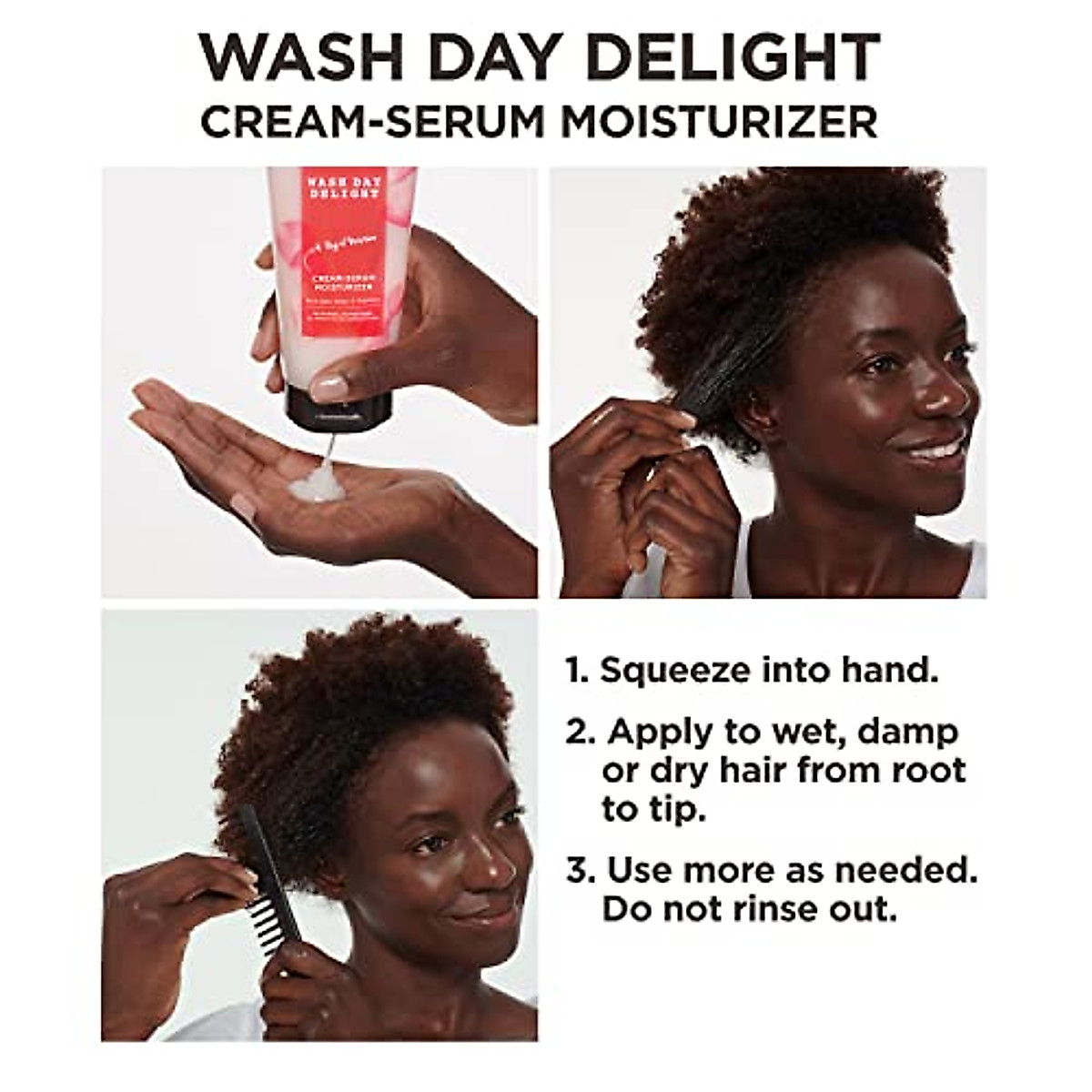 Carol's Daughter Wash Day Delight Cream Serum Moisturizer for Curly Hair, Anti-Frizz, Made with Rose Water and Glycerin, 6.8 Fl Oz