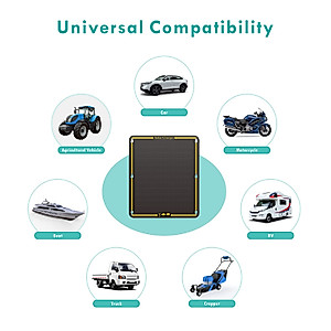 12V 15W Solar Car Battery Maintainer Trickle Charger, Portable Solar Panel Charging Kit for RV, Car, Boats, Truck, Camper, Motorcycle, Cigarette Lighter Plug, Alligator Clip, IP65 Waterproof