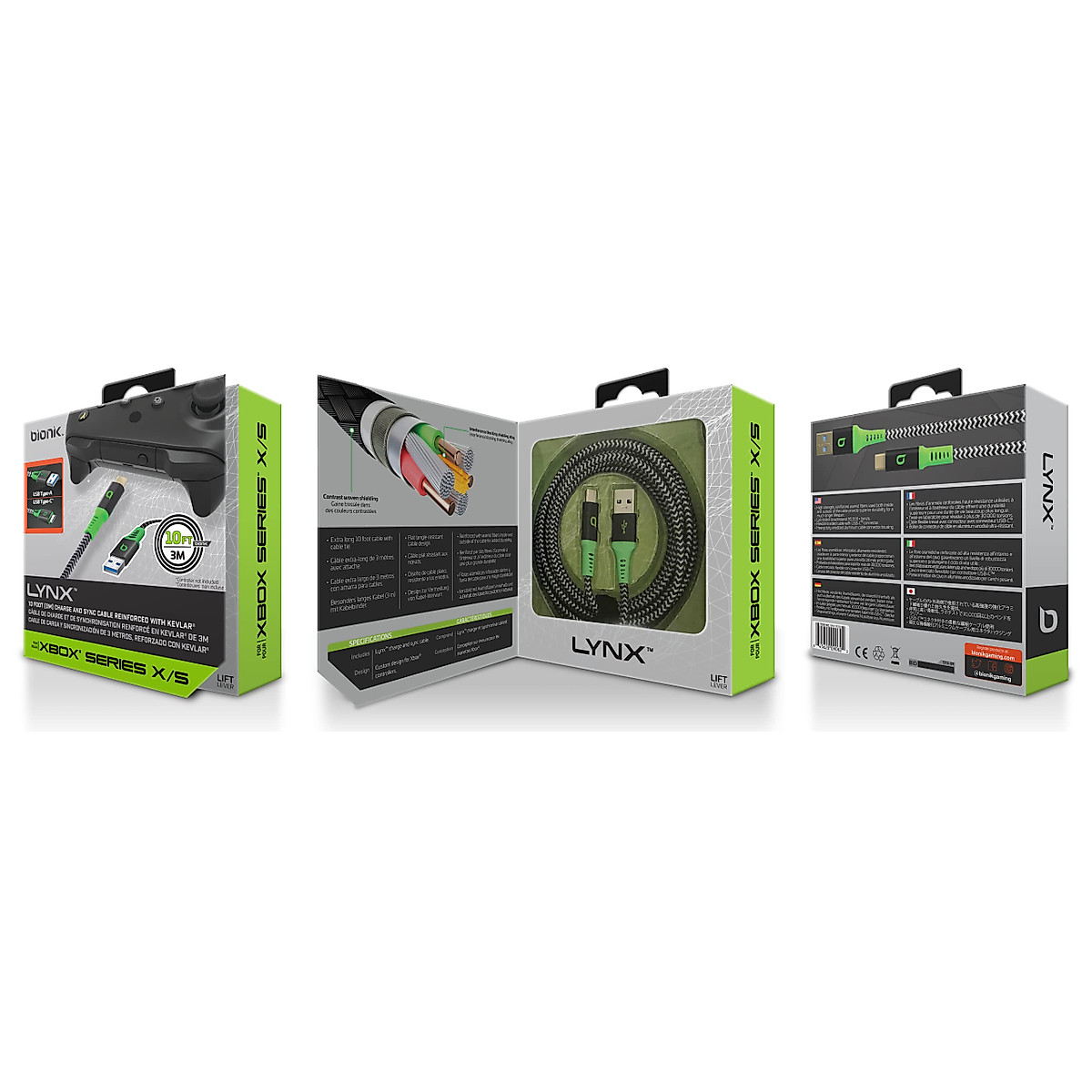 Bionik Lynx: 10-Ft Type-A To Type-C Premium Cable for Xbox Series X/S -Tangle Resistant, Reinforced With Kevlar