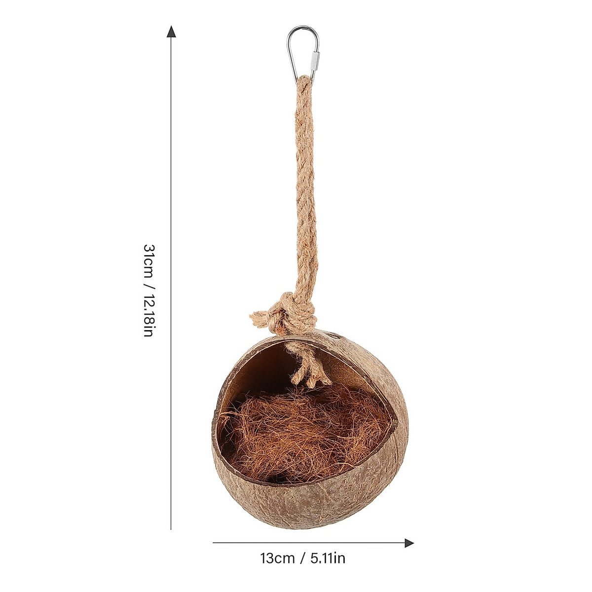 POPETPOP Coconut Shell Nest Toy Parakeet Bed Pet Bird Hanging Hut Wear-Resistant Bird Nest Bird Coconut Swing Bird Bed Bird Supply Bird Sleeping Nest Pet Parrot Sleeping Bed Long Tail House