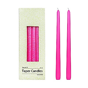 Zest Candle 12-Piece Taper Candles, 12-Inch, Hot Pink