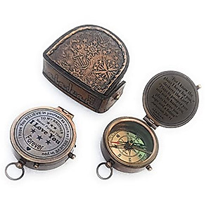 Gift for Brother Brass Compass | Engraved Gift idea from Brothers & Sisters for Birthday Gifts for Brother, Anniversary, Baptism, Confirmation Present (Brother I Love You)