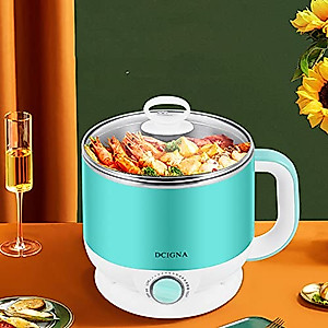 DCIGNA 1.5L Electric Hot Pot, Noodle Cooker, Mini Hot Pot, Egg Cooker, Stainless Steel Shabu Shabu Hot Pot With Free Stainless Steel Rack, 110V 600W - For Boiling Water, Eggs, Cooking, Noodles