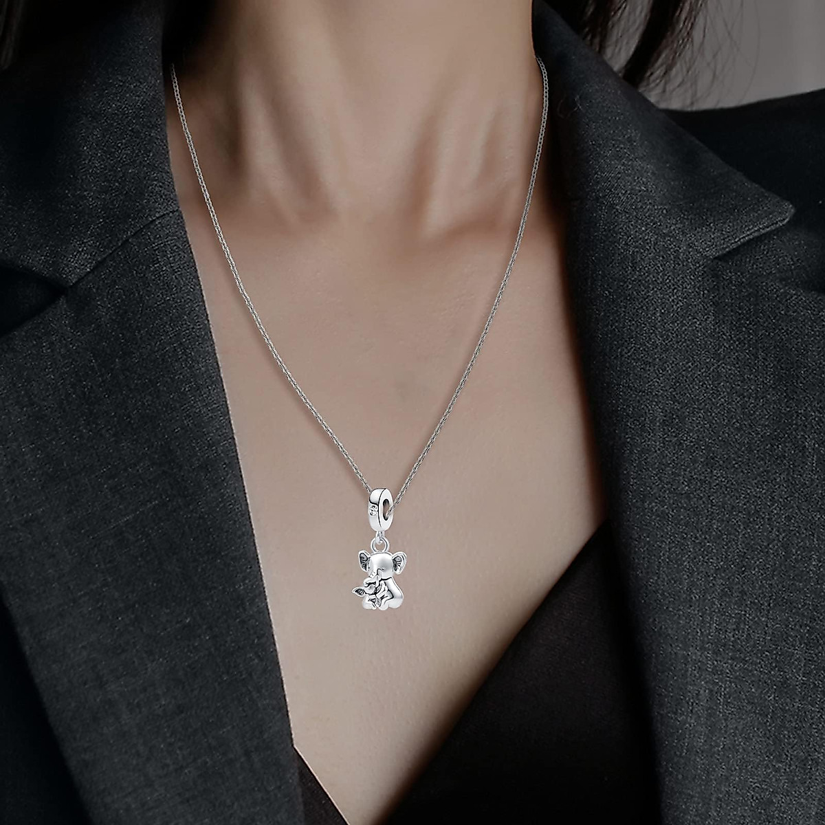 MZC Jewelry Elephant Charm for Pandora Bracelets Mother Daughter Bead for Women