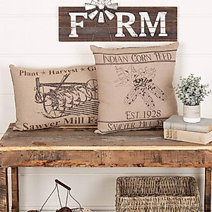 VHC Brands Sawyer Mill Charcoal Pillow, 14x22, Plow