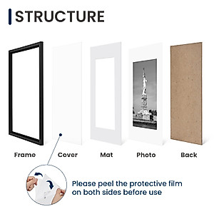 ENJOYBASICS 8.5 x 11 Picture Frame, Display Poster 6x8 with Mat or 8.5x11 Without, Wall Gallery Photo Frames, Black, 2 Pack