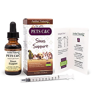 Amber NaturalZ Pet C&C Herbal Supplement for Dogs, Cats, Birds, Guinea Pigs, and Rabbits | Pet Herbal Supplement for Healthy Sinus | 1 Fluid Ounce Glass Bottle |Manufactured in The USA