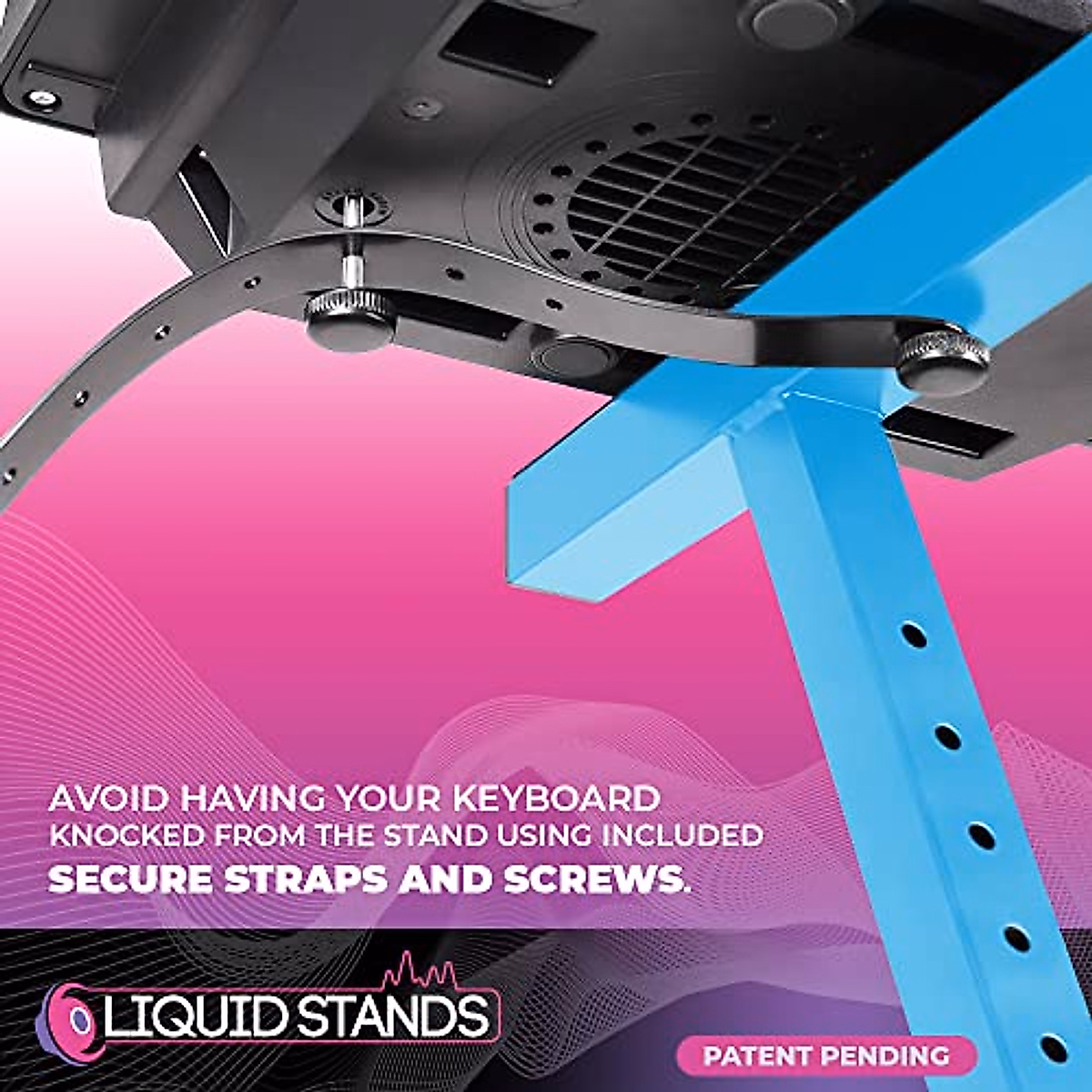 Liquid Stands Piano Keyboard Stand - Z Style Adjustable and Portable Heavy Duty Music Stand for Kids and Adults -Fits 54-88 Key Electric Pianos - Sturdy Musical Keyboard Stand (Light Blue)