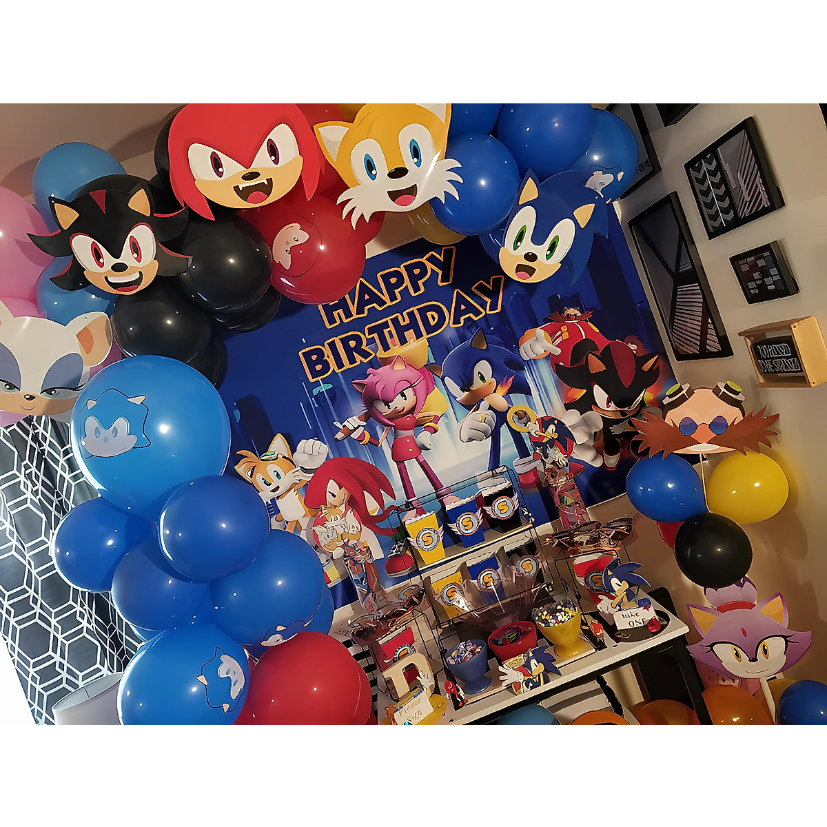 60x40 Inches Birthday Backdrop for Party, Soni Birthday Decoration Banner with Good Wrinkle Resistance, Birthday Party Supplies as Photography Background, 5X3 ft for Kids, Boys, Girls (Blue 4)