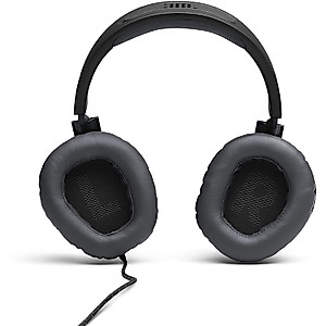 JBL Quantum 100 Over-Ear Surround Sound Gaming Headphones Bundle with Deluxe CCI Cleaning Cloth (Black)