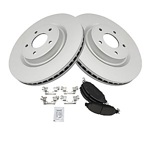 TRQ Front Brake Pad & Rotor Kit Brake Pads Brake Rotor Ceramic Vented Premium G-Coated Compatible with 2013 INFINITI JX35 2014-2020 QX60 2015-2021 Nissan Murano 2013-2020 Pathfinder