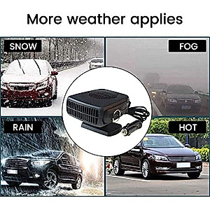 Car Heater 12V - Fast Heating Defrost Defogger with Ergonomic Handle, 2 in1 Fast Heating & Cooling Fan, Outlet Plug in Cigarette Lighte, Automobile Windscreen Fan for All Cars Portable