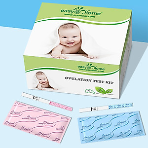 Ovulation & Pregnancy Test Strips Kit: Easy@Home 25 Ovulation Tests 10 Pregnancy Tests & 35 Large Urine Cups - Powered by Premom Ovulation APP | 25LH + 10HCG + 35 Urine Cups