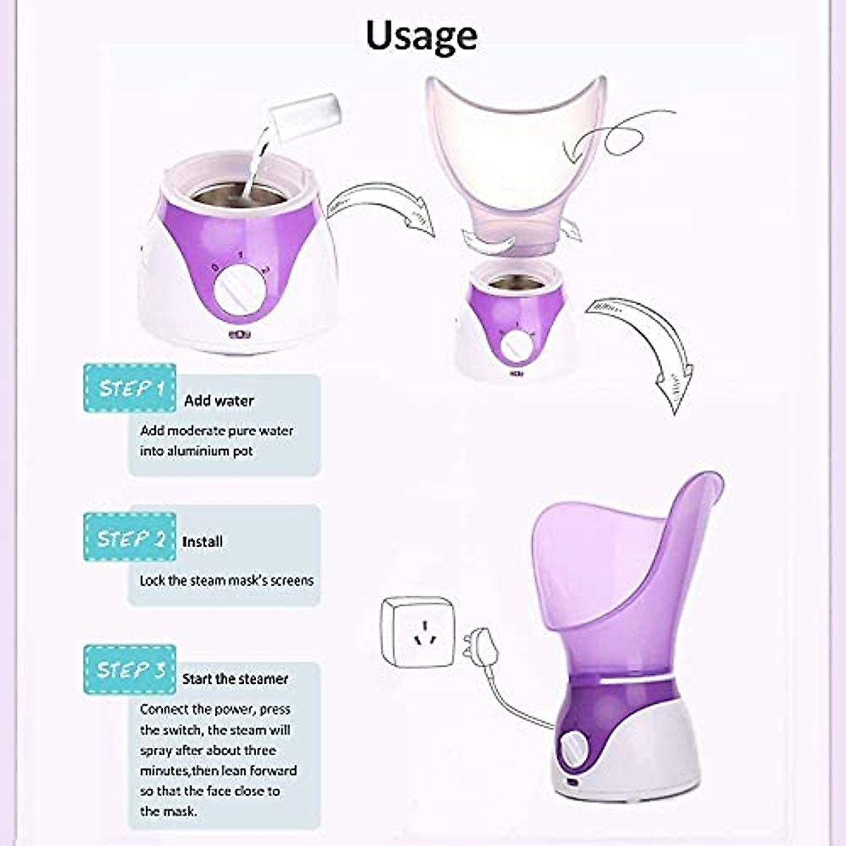 Facial Steamer,Nano Ionic Face Steamer for Home Facial,Face Sauna Spa Sinuses Moisturizing Cleansing Pores for for Women Moisturizing Home SPA