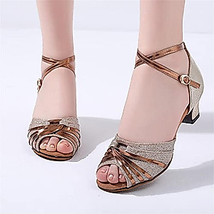 Ballet Flats Dancing Shoes for Women Ladies Fashion Sandals Glitter Sequin Breathable High Heels Slip On Loafers Peep Toe Dressy Pumps Ballroom Latin Salsa Prom Shoes for Wedding Party Dress