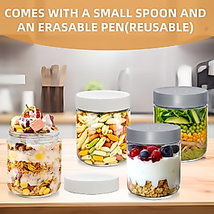 PFUM Convenient Canning Jars Set: 18 oz Glass Overnight Oats Containers 2Pack- Airtight Lids, Mason Jars for Oatmeal, Seed Pudding, Snacks Glass Food Storage Containers (2 white)