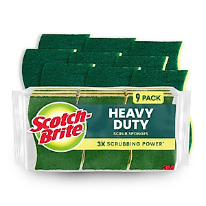 Scotch-Brite Heavy Duty Scrub Sponges, For Washing Dishes and Cleaning Kitchen, 9 Scrub Sponges