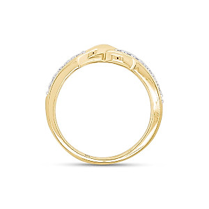 AFFY 1/20 cttw Round Cut Natural diamond 14k Yellow Gold Plated Sterling Silver Diamond Heart Infinity Ring, G-H Color, I1-I2 Clarity Ring Size-6