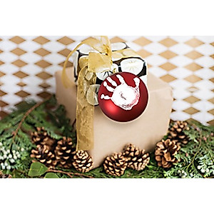 Tiny Ideas Baby's Print 1st Holiday Keepsake Ball Ornament with Included Paint for Handprint, DIY Christmas Ornament, Red (Pack of 2)