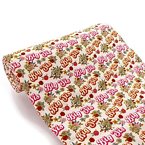 Lil Sis Retro Floral DBP Fabric - Double Brushed Polyester 4 Way Stretch - 1/2 yard