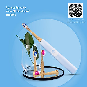 The Humble Co. Electric Toothbrush Replacement Heads 4pk – Sustainable BPA-Free Electric Toothbrush Heads Made from Bamboo, Bad Breath and Plaque Remover, Philips Sonicare Compatible (Charcoal)