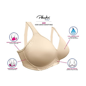 PLAYTEX Womens 18 Hour Side & Back Smoothing Wireless Bra, Cool Comfort Wire-free Single Or 2-pack Bras, Nude, 38DDD US