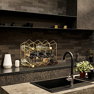 Bremel Home Wine Rack Hexagon Countertop Gold