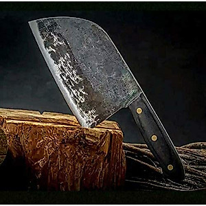 Hunters Serbian Chef Knife - Kitchen Knife Chef Knives Handmade Forged Full Tang High-carbon Clad Steel Professional butcher knife Cleaver Meat Slicing Chopping Tool