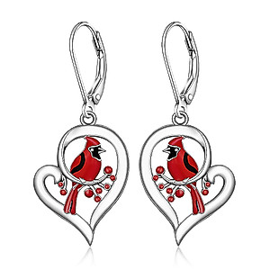 Red Cardinal Earrings Bird Earrings for Women Cardinal Appear When Angels Are Near Sterling Silver Cardinal Memorial Gifts for Loss of Loved One