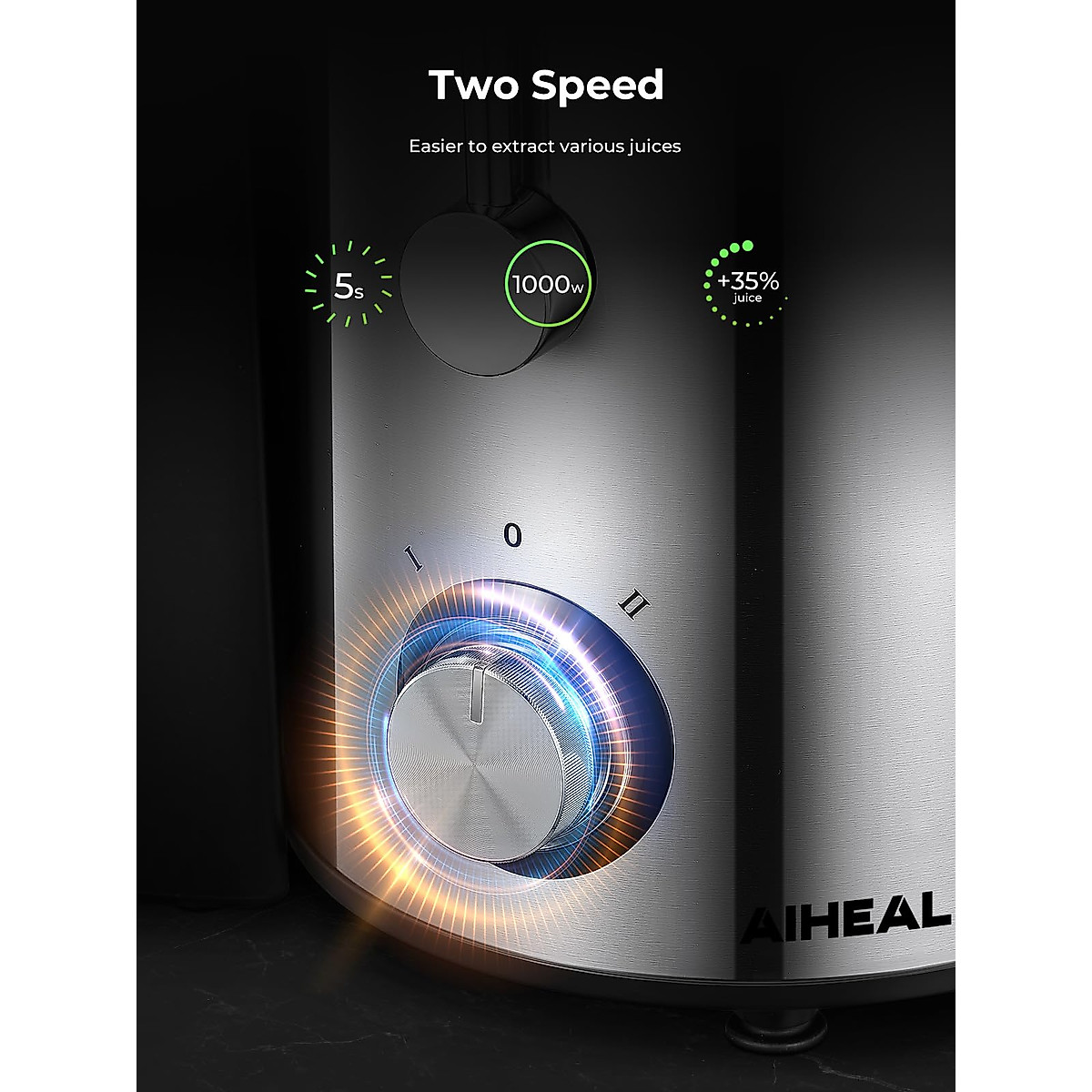 Aiheal Juicer Machines 1000W Juicer with 3.2” Big Mouth for Whole Fruits and Veg, Juice Extractor with 2 Speeds, Anti-Drip System, Easy to Clean, BPA Free