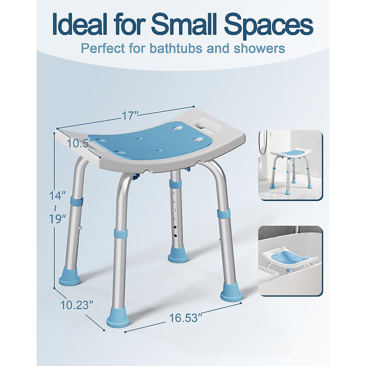 HOMLAND Shower Chair for Inside Shower, FSA/HSA Eligible 400 lbs Adjustable Shower Stool with Suction Feet, Shower Seat for Inside Tub Bathroom Bench Bath Chair for Elderly and Disabled