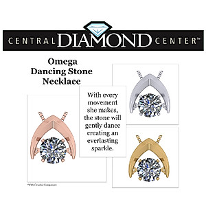 Central Diamond Center Omega Dancing Stone Necklace Sterling Silver & Pure Brilliance Zirconia - Platinum Plated