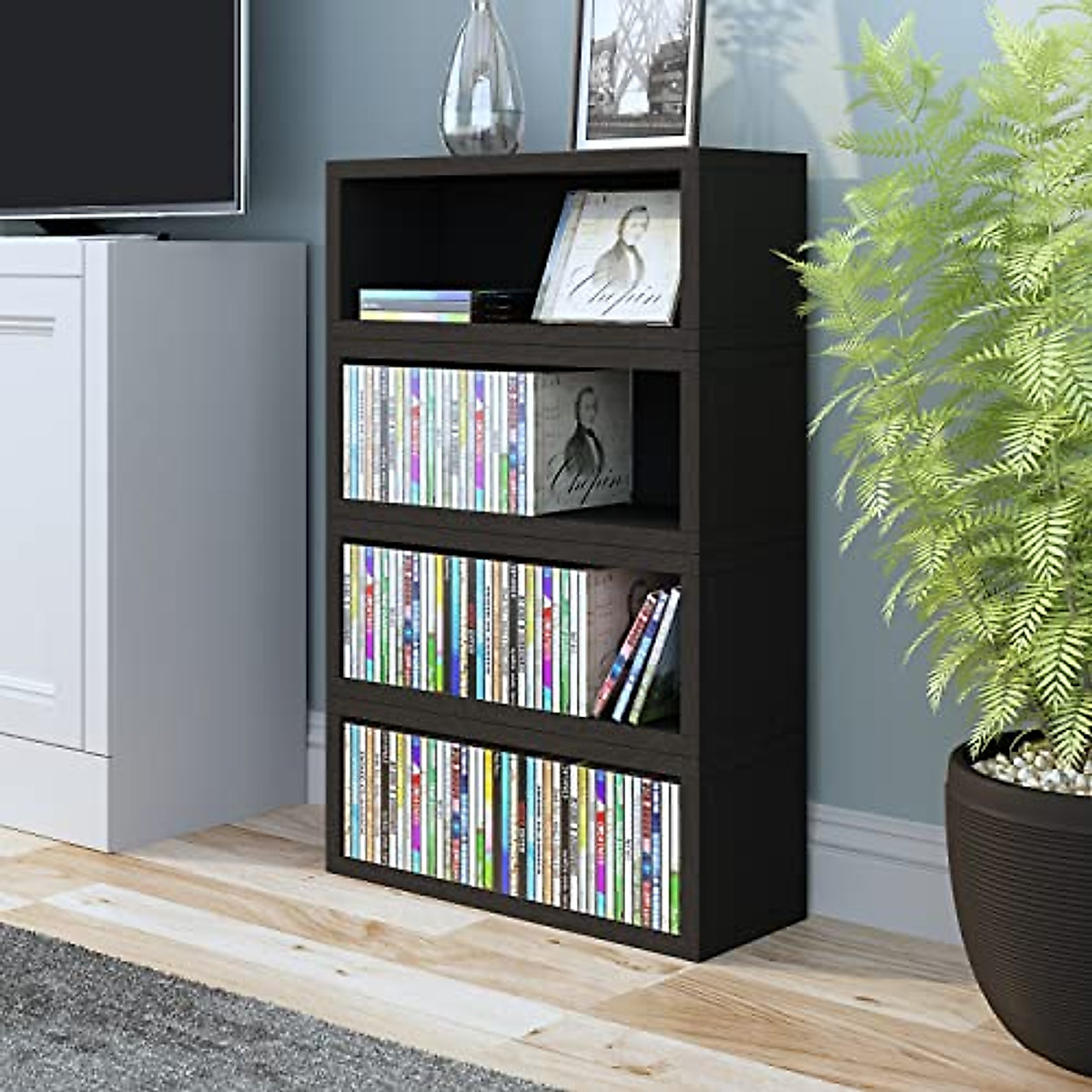 Way Basics Media Storage CD Rack Stackable Organizer - Holds 40 CDs (Black)
