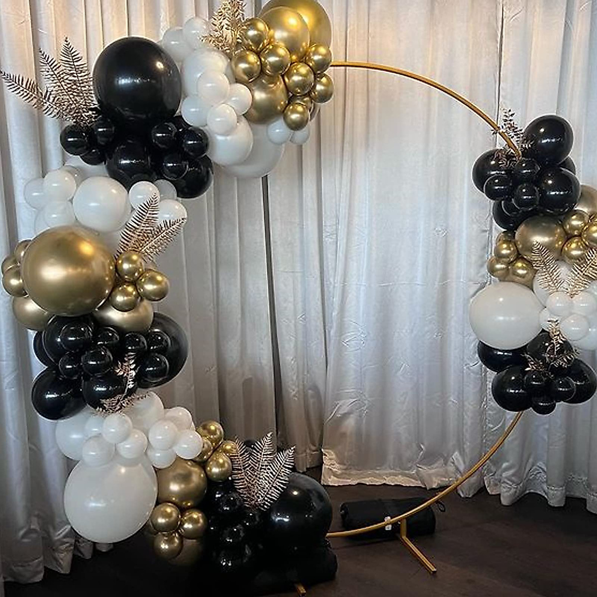 HUICYHFR Black Latex Balloon Arch Kit, 102PCS 18In 12In 10In 5In Arch Garland for Engagement, Wedding, Birthday Party, Anniversary Celebration Decoration With 33FT Ribbon