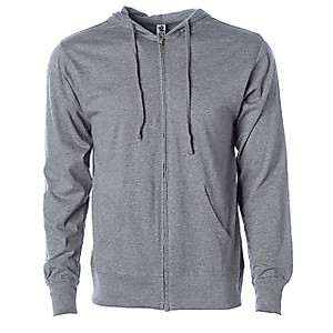 Global Blank Long Sleeve T-Shirt Sweatshirts for Men, Lightweight Zip-Up Hoodie, Gunmetal Heather, XS