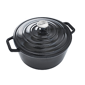 T-fal Cast Iron Enameled Dutch Oven 6 Quart Induction Oven Broiler Safe 500F Pots and Pans, Cookware Grey