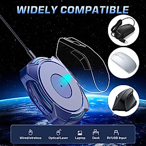 Mouse Jiggler,Undetectable Mouse Mover Device|Auto Clicker Mouse Wiggler with Timer, RGB Lights, ON/Off Switch, Driver-Free,Mover Simulator Random Turntable,Keep PC Screen Awake,Compatible All (Blue)