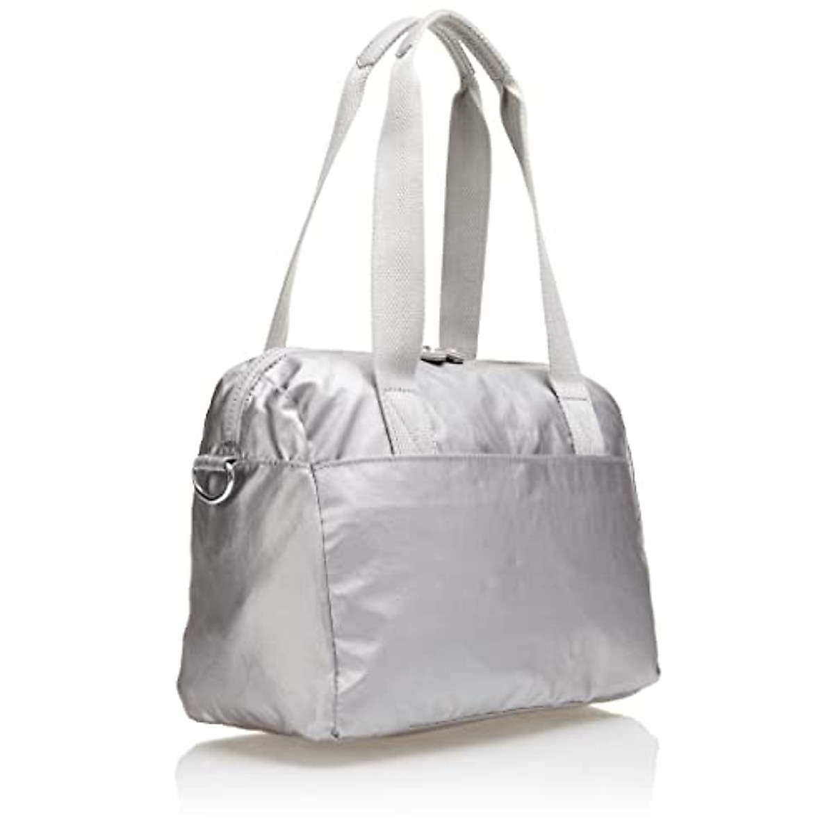 Kipling Womens Women's Charlene Bag, Organize Accessories, Removable Crossbody Strap, Nylon Travel Shoulder Bag, Smooth Silver Metallic, 11.5 L x 8.75 H 6.25 D US