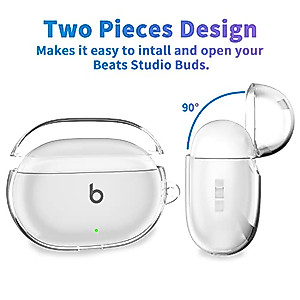 Valkit Compatible with Beats Studio Buds/Buds + Case Cover, Clear Soft TPU Protective Cover with Keychain for Women Men Shockproof Skin Case for Beats Studio Buds 2021/Beats Studio Buds + 2023